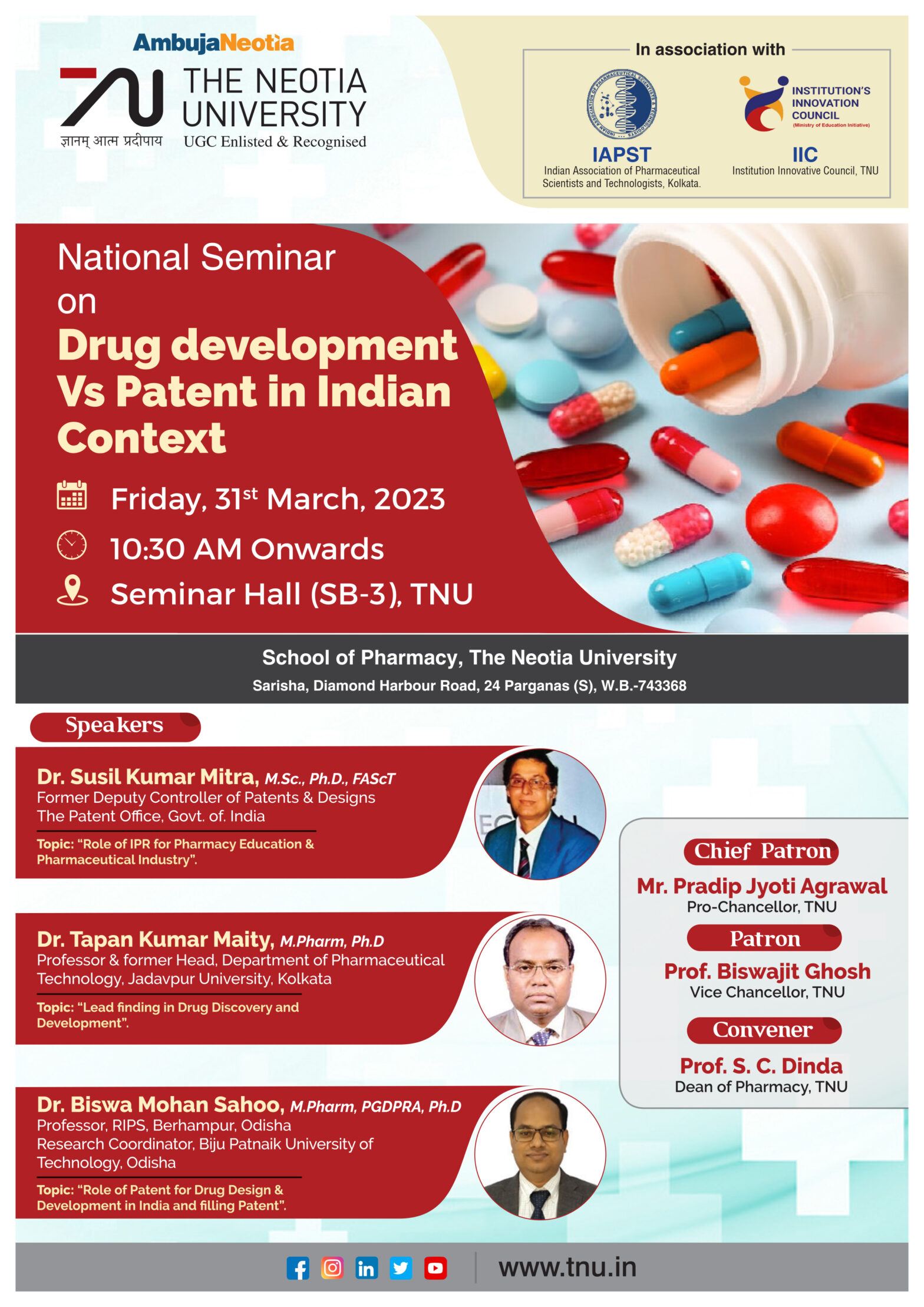 One day National Seminar on “Drug development Vs Patent in Indian ...