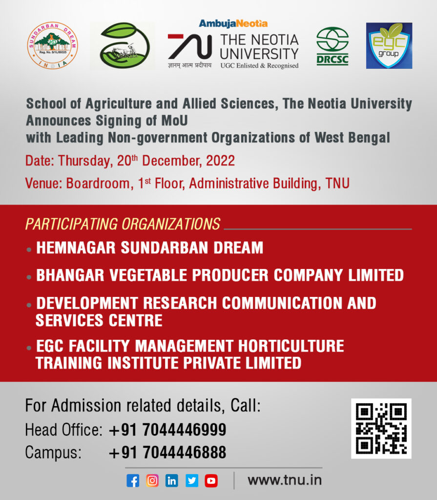 The Neotia University Announces Signing of MoU with Leading Non ...