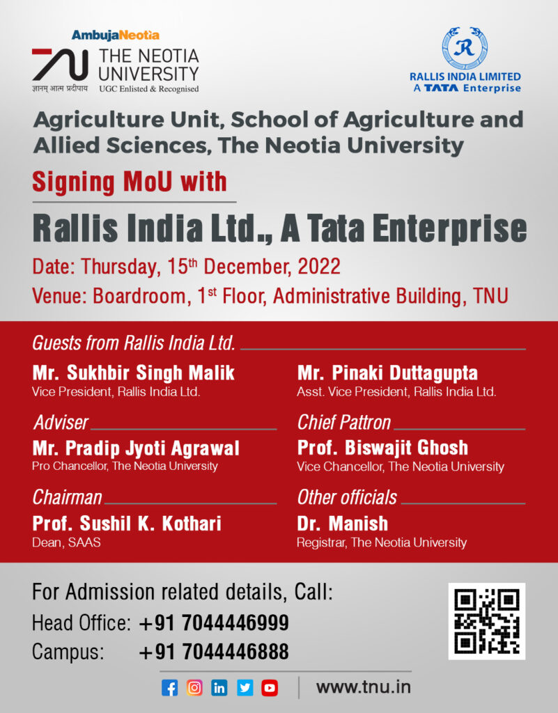 The Neotia University is Signing MoU with Rallis India Ltd, A Tata ...