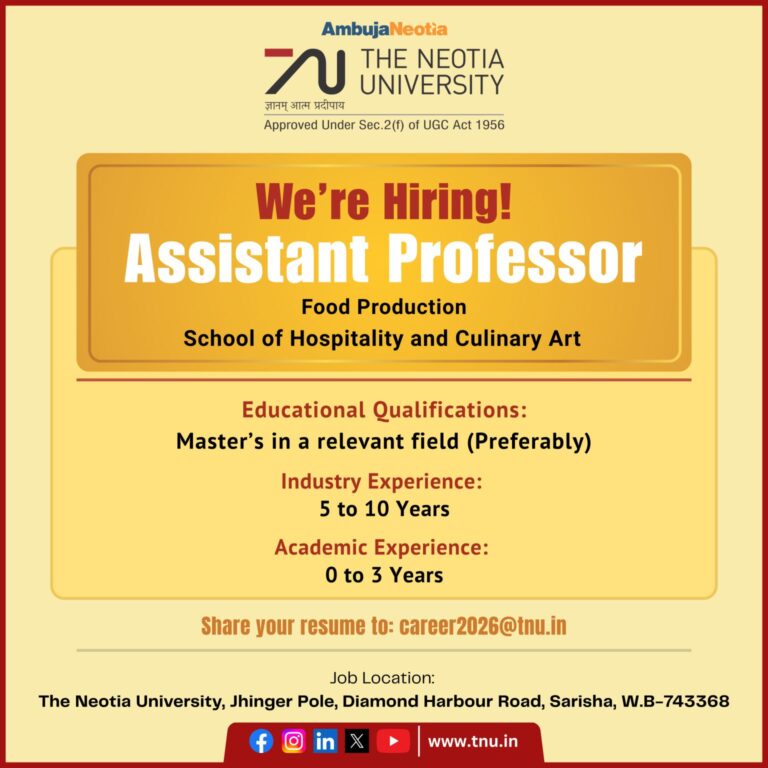 Assistant Professor Food Production School of Hospitality and Culinary ...